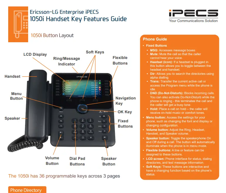 iPECS 1050i Handset | Yellowcom